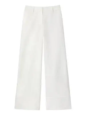 Lafayette 148 New York Charles Wide-leg Cuffed Trousers - White