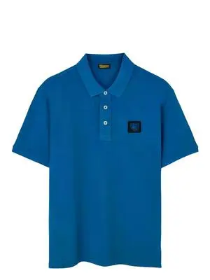 BLAUER. Logo-detail Cotton Polo Shirt - Blue