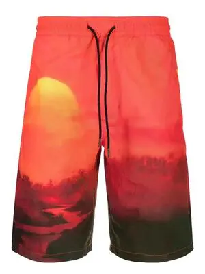 MAHARISHI Sunset-Print Drawstring Shorts