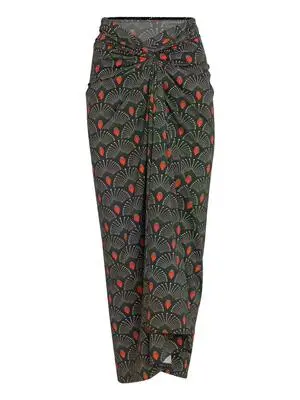 LYGIA & NANNY Knotted Floral-print Ankle-length Skirt - Grey