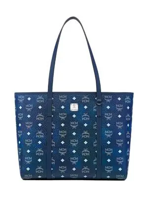 Mcm Toni Visetos Monogram Canvas Top-zip Tote Bag - Blue