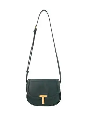 TOM FORD T-plaque Leather Shoulder Bag - Green