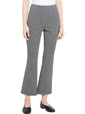 Theory Kick Flare Plaid Trousers - Almond Multi