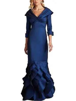 Tadashi Shoji Blythe Portrait Collar Gown - Navy