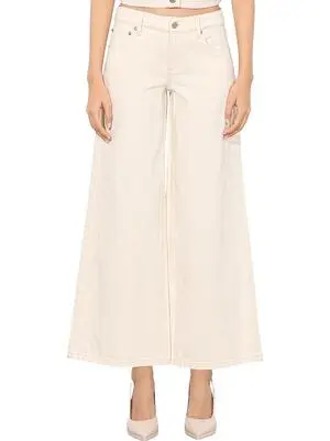 Alice + Olivia Low Rise Cropped Wide Leg Jeans - Natural
