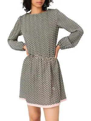 Maje Patterned Pleated Dress - Ecru Print-tie