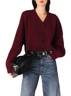 Maje Cropped Cardigan - Burgundy