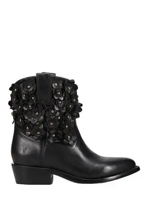 THE FRYE COMPANY Billy Flower Leather Booties Black