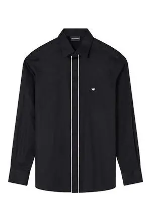 Emporio Armani Pima Cotton Shirt With Piping - Black