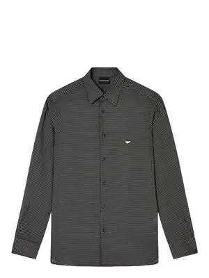 Emporio Armani Lyocell Shirt With A Patterned Print - Black