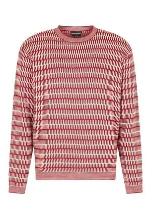 Emporio Armani Embroidered Jacquard Virgin Wool Jumper - Red