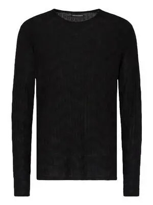 Emporio Armani Patterned Knit Wool And Silk Blend Jumper - Black