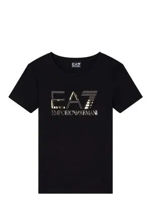 EA7 Logo Series Stretch-jersey Crew-neck T-shirt - Black