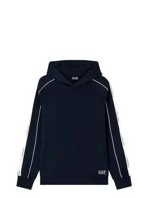 Emporio Armani Cotton-blend Hooded Logo Series Sweatshirt - Navy
