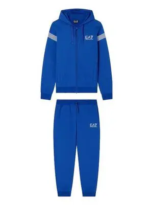 Emporio Armani Asv 7 Lines Cotton-blend Jersey Tracksuit - Blue