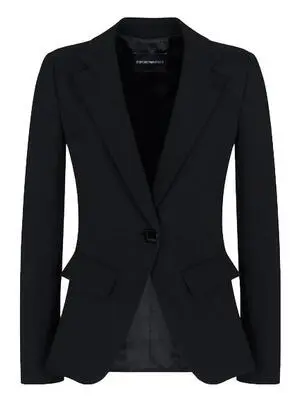 Emporio Armani Single-breasted Cady Crêpe Blazer - Black