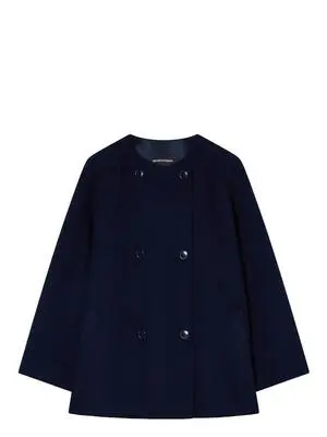 Emporio Armani Double-breasted Wool And Cashmere Pea Coat - Blue / Navy