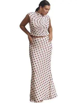 AFRM Plus Tegan Power Mesh Maxi Skirt - Diagonal Dots