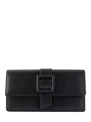 Manolo Blahnik Maycap Buckled Leather Clutch Black