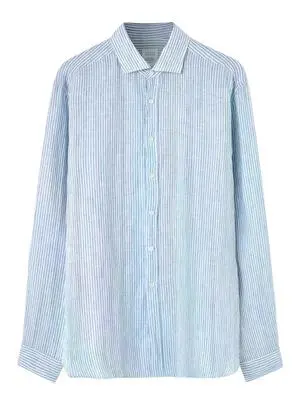 XACUS Striped Linen Shirt - Blue