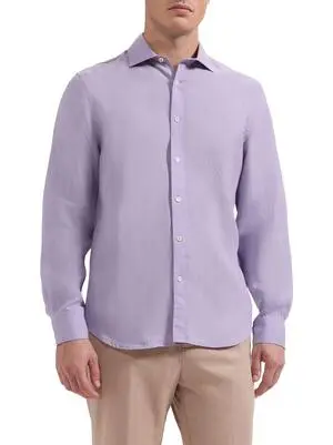 Bugatchi Axel Shaped Fit Linen Button-up Shirt - Lilac