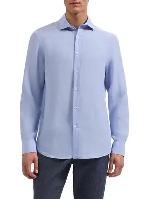 Bugatchi Axel Shaped Fit Linen Button-up Shirt Sky