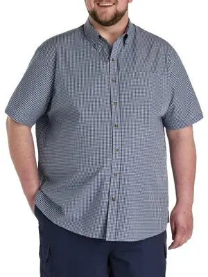 HARBOR BAY BY DXL Big & Tall Easy-care Check Sport Shirt - Blue