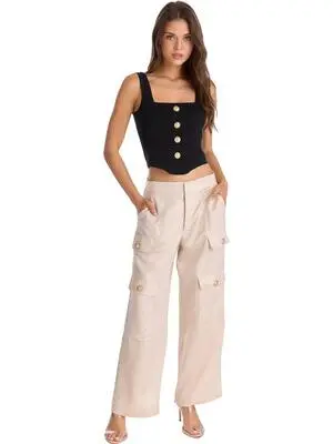 THE NOLI SHOP Milan Linen Shimmer Cargo Pant - Gilded Beige