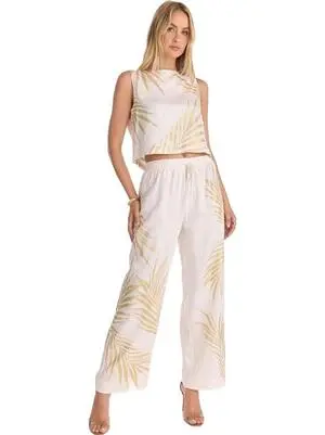 THE NOLI SHOP Sola Linen Pant - Gold Palm