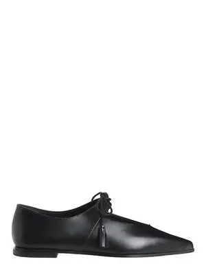 Max Mara Leather Tapered Ballet Flats - Black