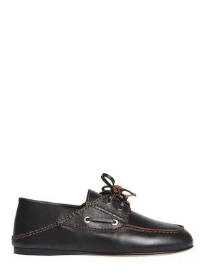 Sandro Leather Boat Shoes - Brown