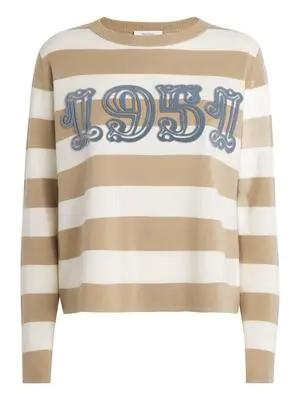 Max Mara Virgin Wool Stripe Sweater Beige
