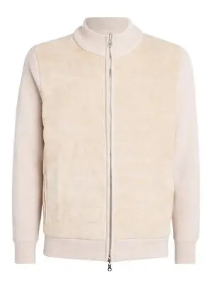 N.peal Suede-Trim Cashmere Davos Jacket Beige