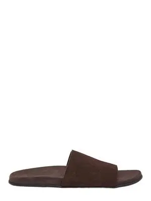 THE ROW Hugh Suede Sliders - Brown