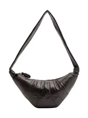 LEMAIRE Medium Croissant Leather Shoulder Bag Dark Chocolate