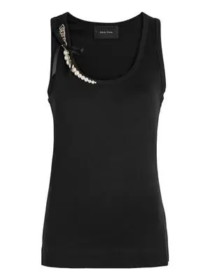 Simone Rocha Pearl Chain Sculpt Cotton Tank - Black