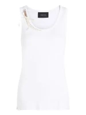 Simone Rocha Pearl Chain Sculpt Cotton Tank - White
