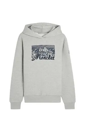 Moncler Embroidered Hooded Cotton Sweatshirt - Grey