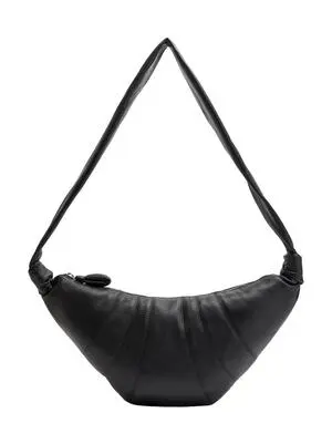 LEMAIRE Medium Croissant Grained Leather Shoulder Bag Black