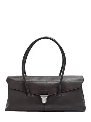 LEMAIRE Grained Leather Shoulder Bag - Chocolate