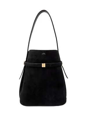 TOTEME Belted Suede Bucket Bag - Black