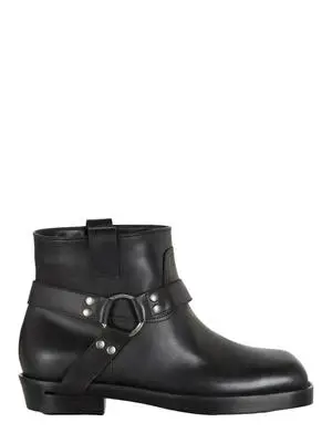 Balmain Leather Biker Ankle Boots - Black