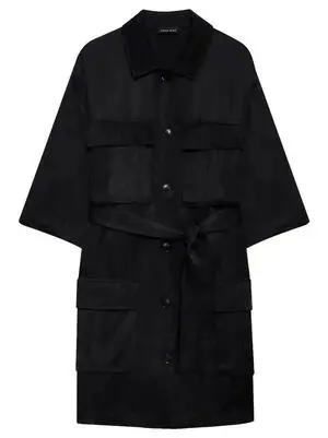 ANINE BING Geri Belted Cargo-pocket Dress - Black