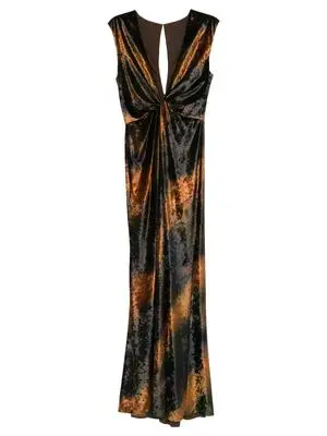 Amsale Ombre Velvet Twist-neck Dress - Brown
