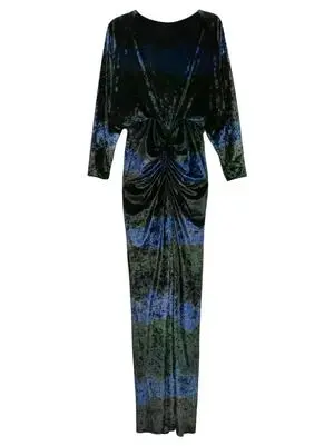Amsale Ombre Velvet Long-sleeve Gown - Blue