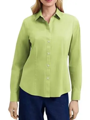 Foxcroft June Stretch Cotton Blend Button-up Shirt - Celery
