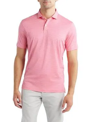 Johnnie-o Beau Stripe Performance Polo - Pink Lemonade