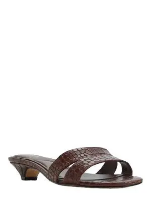 Aldo Scarletta Embossed Slide Sandal Dark Brown