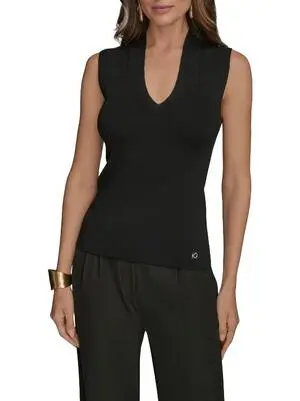 Donna Karan New York V-neck Sleeveless Sweater - Black