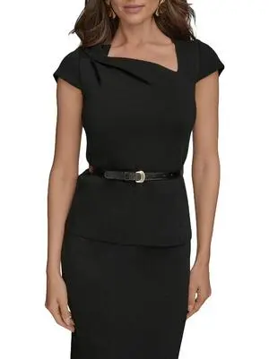 Donna Karan New York Belted Asymmetric Sweater - Black